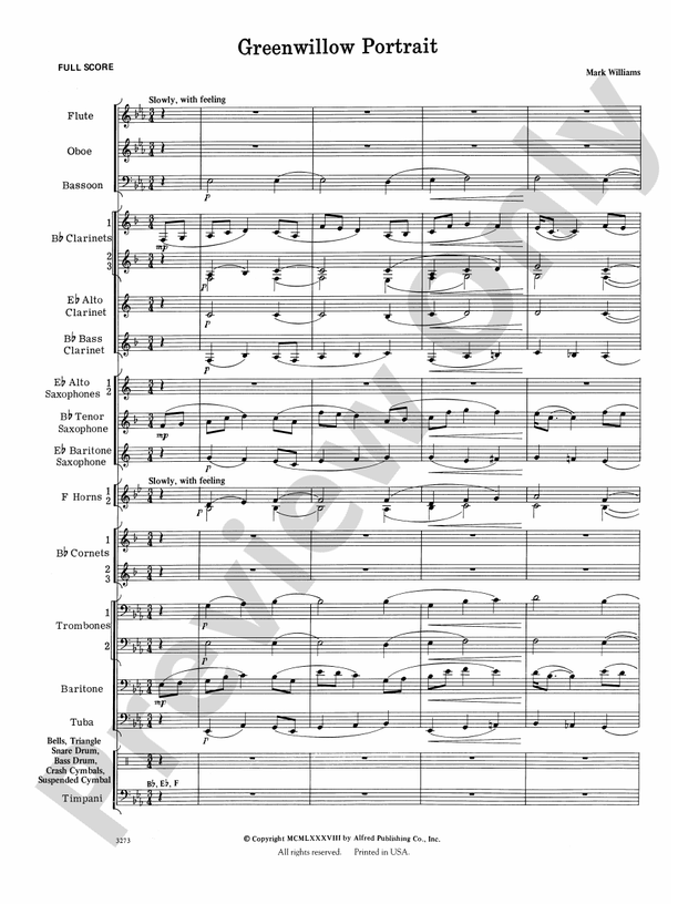 Greenwillow Portrait: Concert Band Conductor Score & Parts: Mark ...