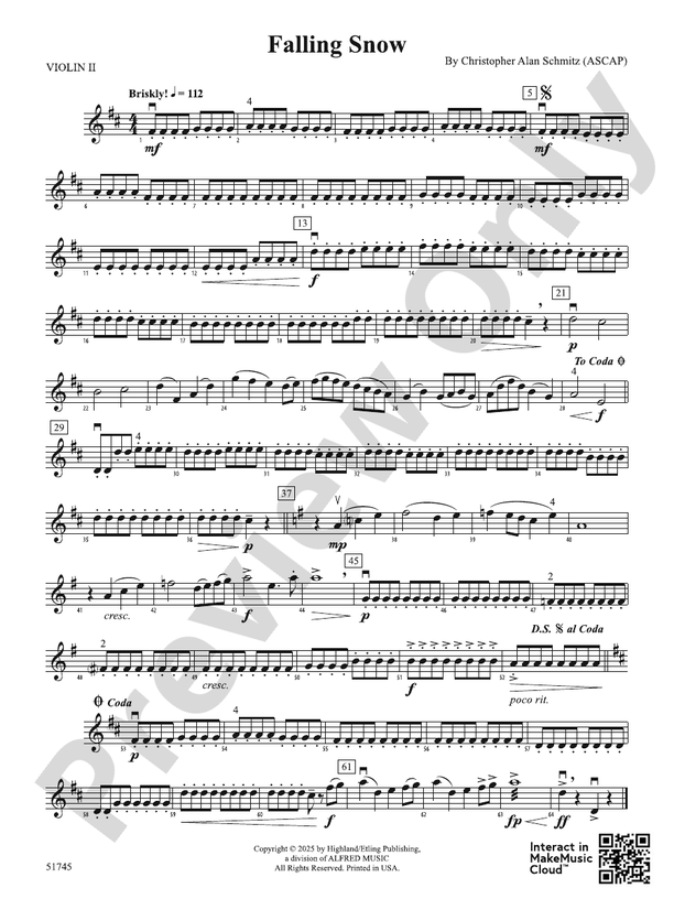 Falling Snow: 2nd Violin: 2nd Violin Part - Digital Sheet Music Download