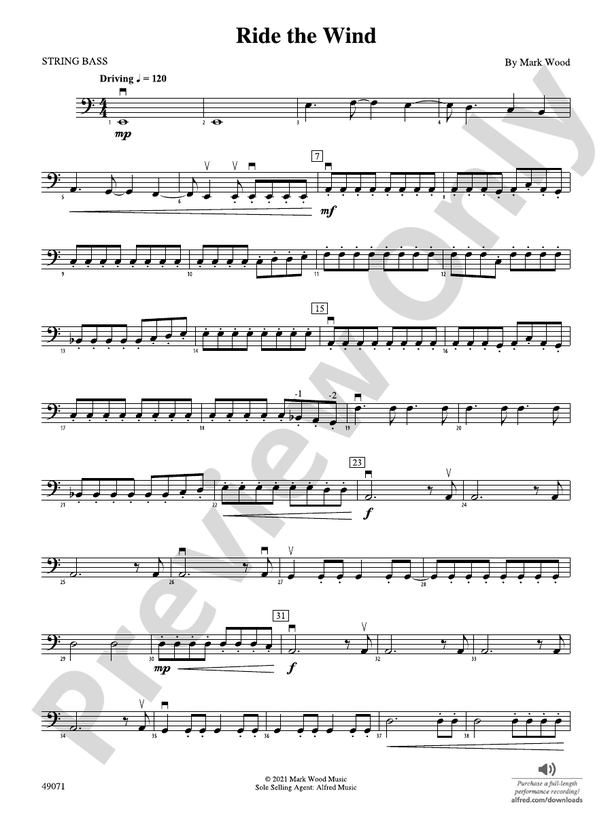 Ride the Wind: String Bass: String Bass Part - Digital Sheet Music Download