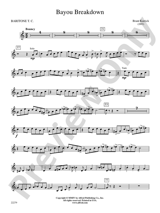Bayou Breakdown: Baritone T.C.: Baritone T.C. Part - Digital Sheet ...