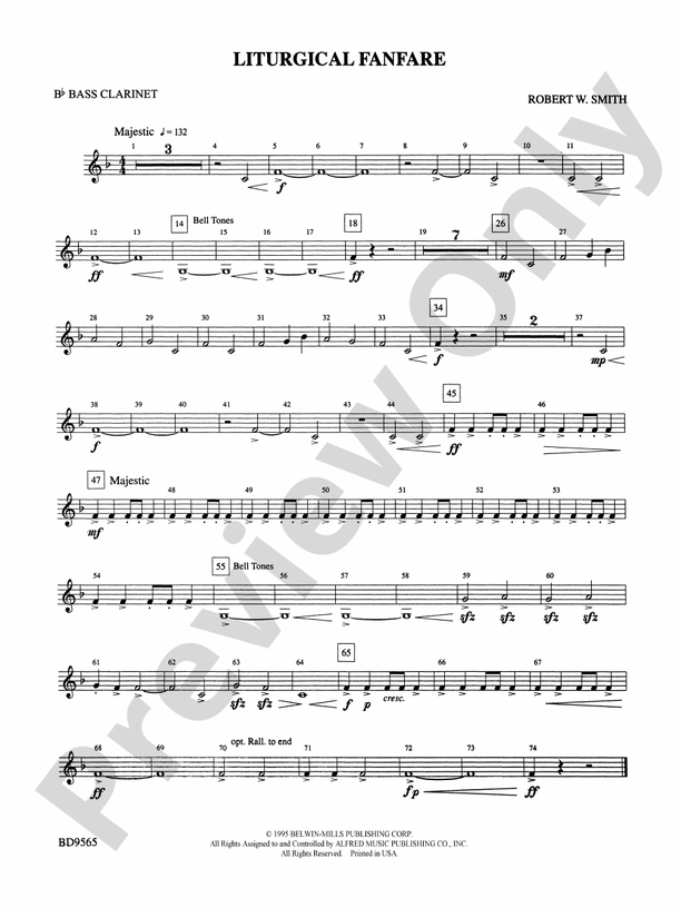 Liturgical Fanfare: B-flat Bass Clarinet: B-flat Bass Clarinet Part ...