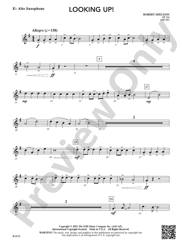 Looking Up!: E-flat Alto Saxophone: E-flat Alto Saxophone Part: Robert Sheldon - Digital Sheet ...