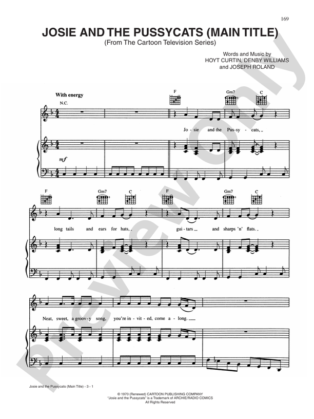 Josie (from "Josie and the Pussycats"): Piano/Vocal/Chords: Hoyt Curtin ...