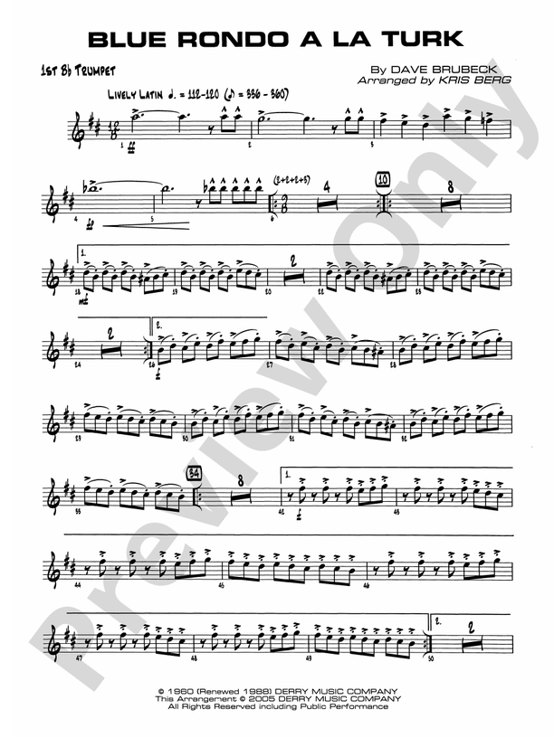 Blue Rondo a la Turk: 1st B-flat Trumpet: 1st B-flat Trumpet Part ...