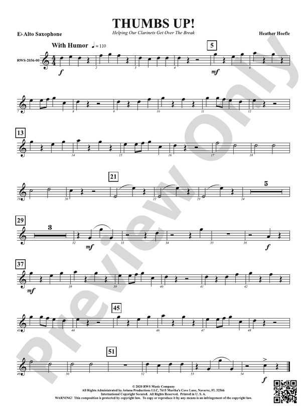 Thumbs Up! - Helping Our Clarinets Get Over the Break: 1st E-flat Alto ...
