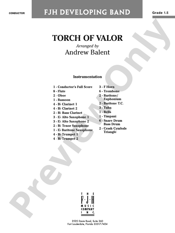 Torch of Valor: Score: Concert Band Score: Andrew Balent - Digital ...