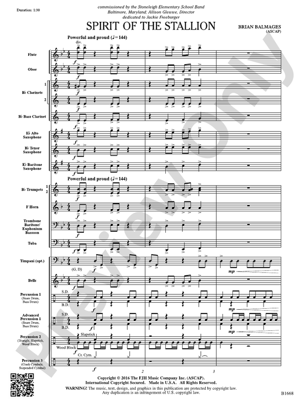 Spirit of the Stallion: Score: Concert Band Score: Brian Balmages ...