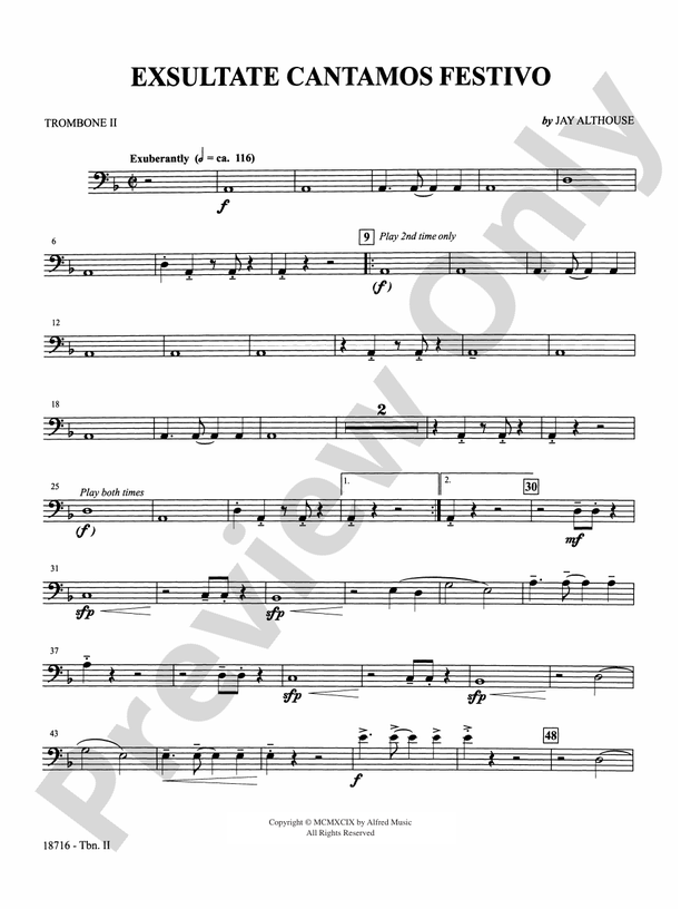 Exsultate Cantamos Festivo: 2nd Trombone: 2nd Trombone Part - Digital Sheet Music Download