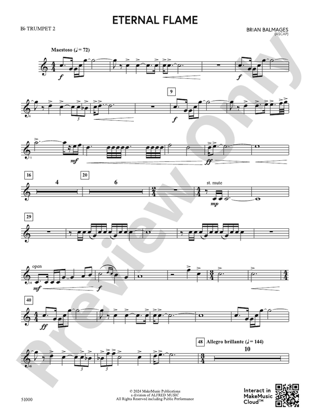 Eternal Flame: 2nd B-flat Trumpet: 2nd B-flat Trumpet Part - Digital Sheet Music Download