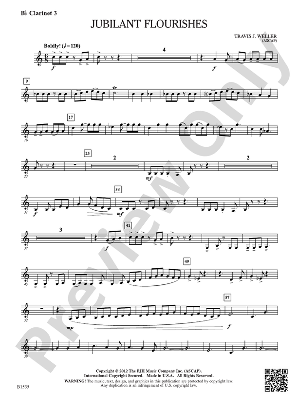 Jubilant Flourishes: B-flat Clarinet 3: B-flat Clarinet 3 Part: Travis ...