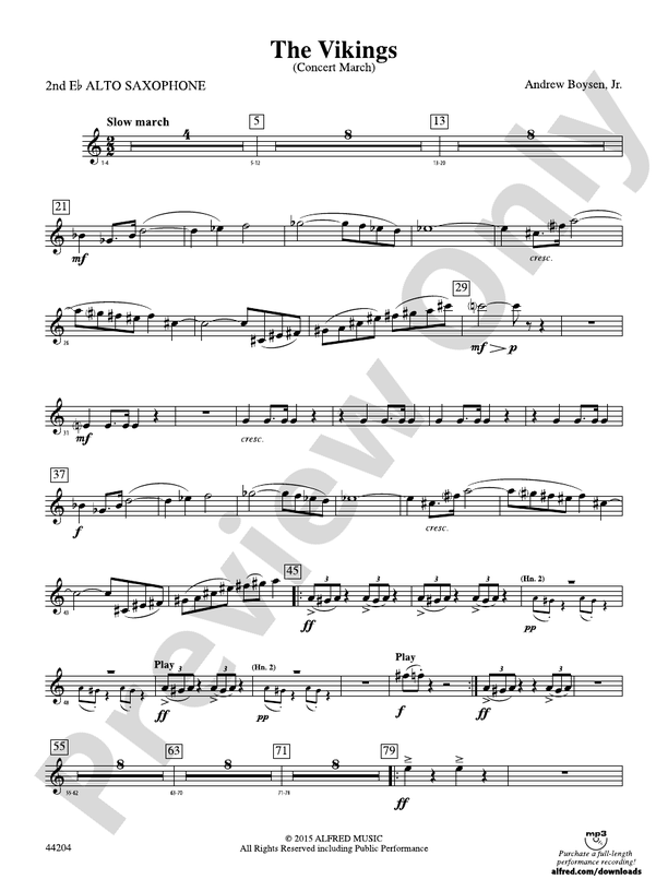 The Vikings: 2nd E-flat Alto Saxophone: 2nd E-flat Alto Saxophone Part ...