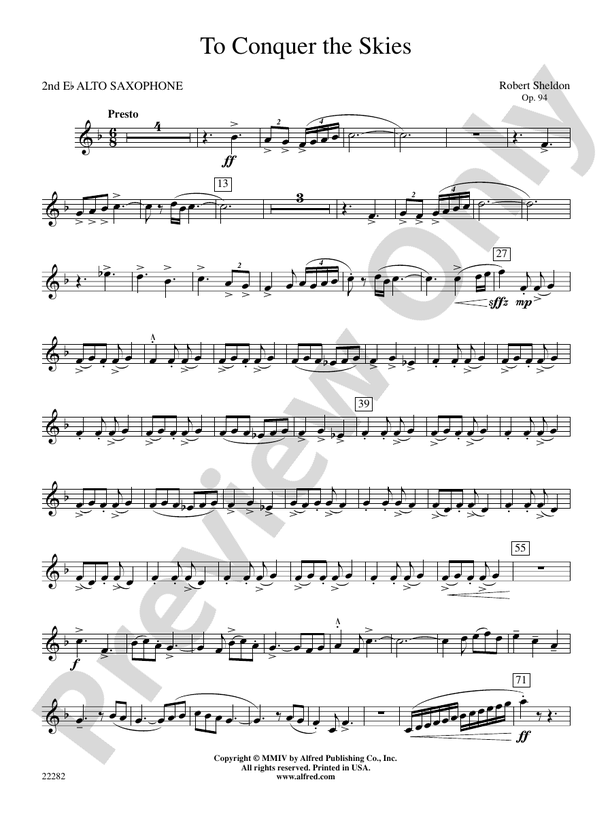 To Conquer the Skies: 2nd E-flat Alto Saxophone: 2nd E-flat Alto Saxophone Part - Digital Sheet ...