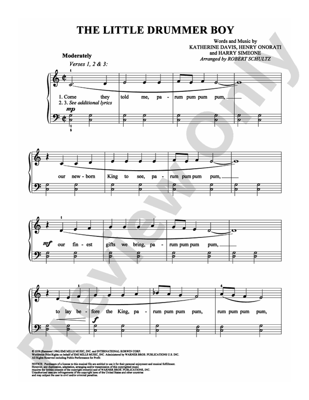 The Little Drummer Boy: Easy Piano: Henry Onorati - Digital Sheet Music ...
