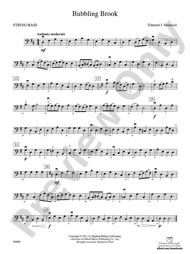 Bubbling Brook: String Bass: String Bass Part - Digital Sheet Music ...