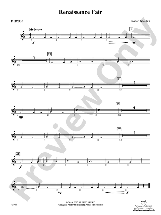 Renaissance Fair: 1st F Horn: 1st F Horn Part - Digital Sheet Music ...