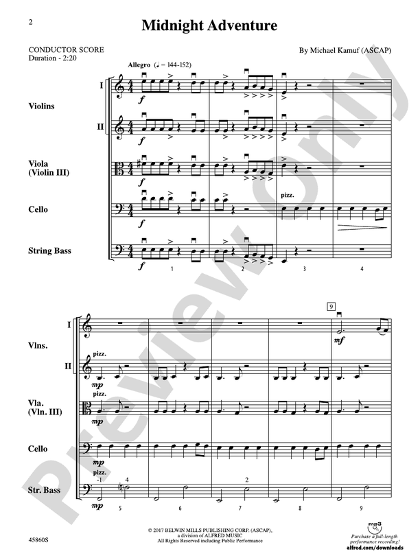 Midnight Adventure: Score: String Orchestra Score - Digital Sheet Music ...