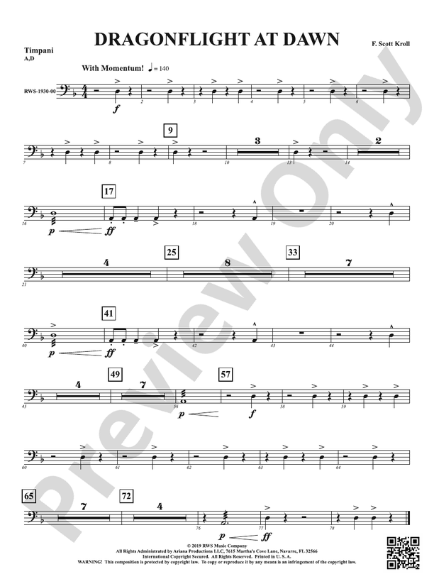 Dragonflight at Dawn: Timpani: Timpani Part: F. Scott Kroll - Digital ...