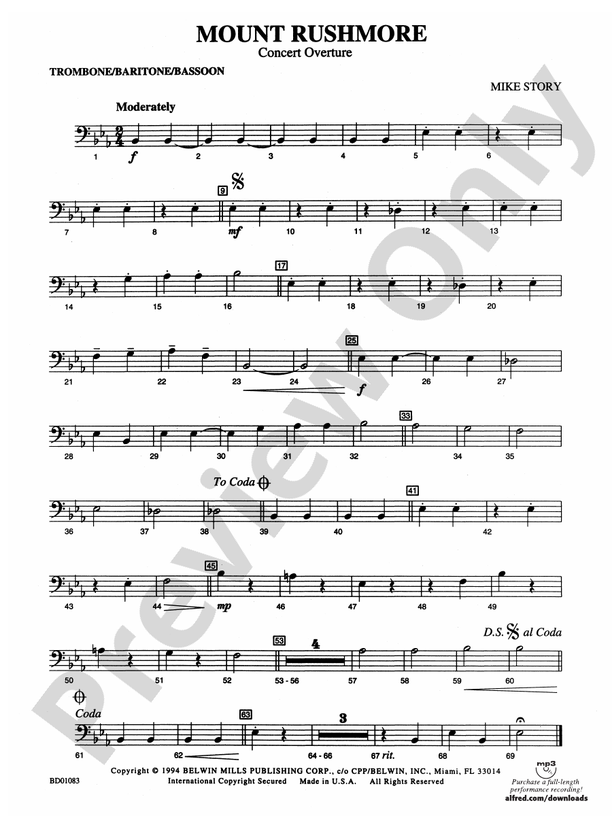 Mount Rushmore: 1st Trombone: 1st Trombone Part - Digital Sheet Music Download
