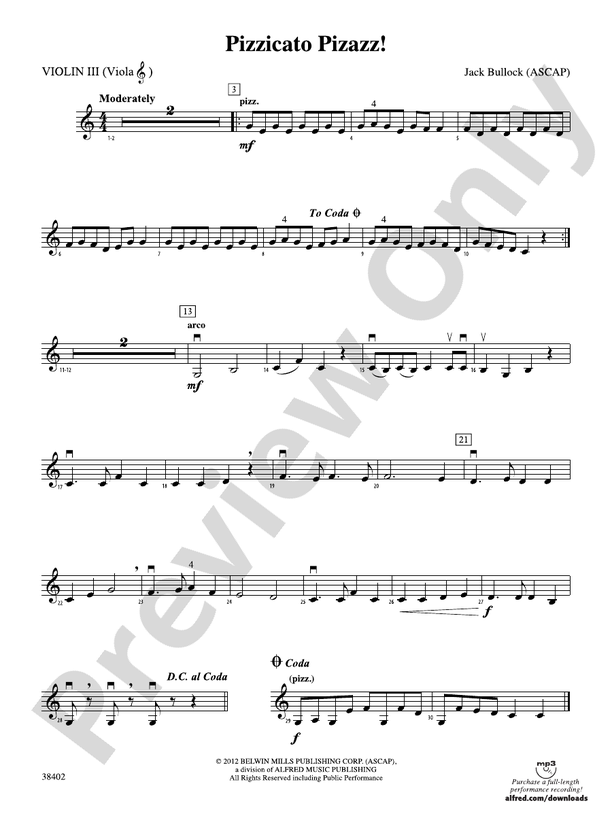 Pizzicato Pizazz!: 3rd Violin (Viola [TC]): 3rd Violin (Viola [TC ...