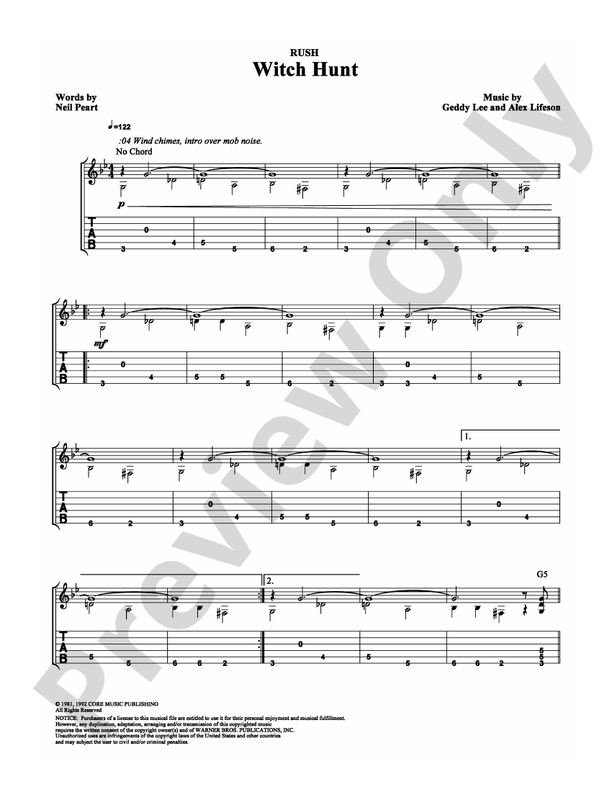 Witch Hunt: Guitar TAB: Rush - Digital Sheet Music Download