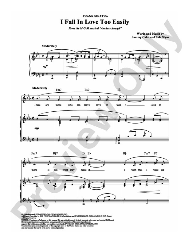 I Fall In Love Too Easily: Piano/Vocal/Chords: Frank Sinatra - Digital ...