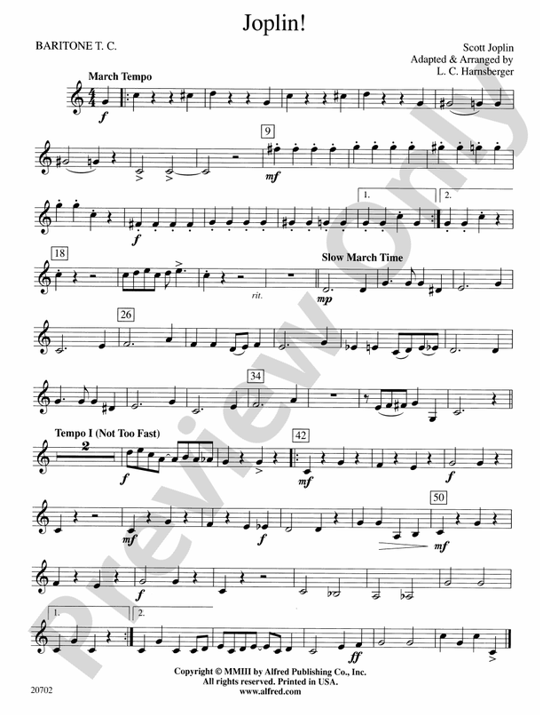 Joplin!: Baritone T.C.: Baritone T.C. Part - Digital Sheet Music Download
