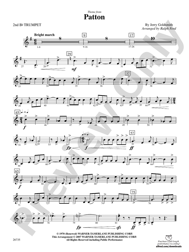 Patton: 2nd B-flat Trumpet: 2nd B-flat Trumpet Part - Digital Sheet ...