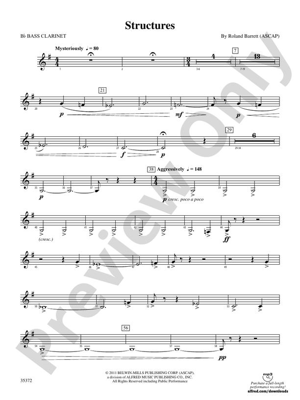 Structures: B-flat Bass Clarinet: B-flat Bass Clarinet Part - Digital Sheet Music Download
