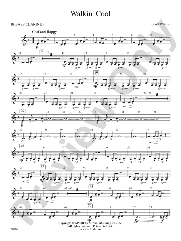 Walkin' Cool: B-flat Bass Clarinet: B-flat Bass Clarinet Part - Digital ...