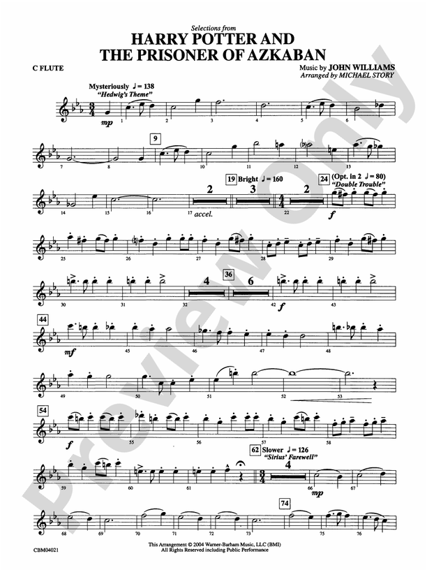 Harry Potter and the Prisoner of Azkaban, Selections from: Flute: Flute Part - Digital Sheet ...