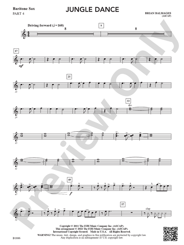 Jungle Dance: Part 4 - E-flat Baritone Sax (Alto Clarinet): Part 4 - E-flat Baritone Sax (Alto ...