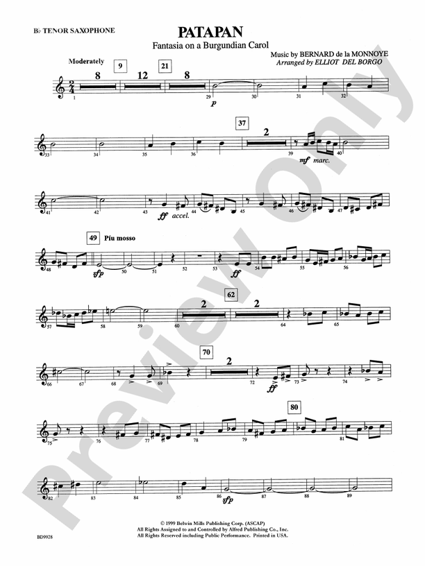 Patapan: B-flat Tenor Saxophone: B-flat Tenor Saxophone Part - Digital ...