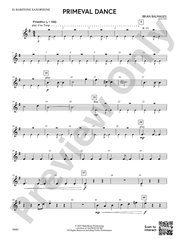 Primeval Dance: E-flat Baritone Saxophone: E-flat Baritone Saxophone Part - Digital Sheet Music ...