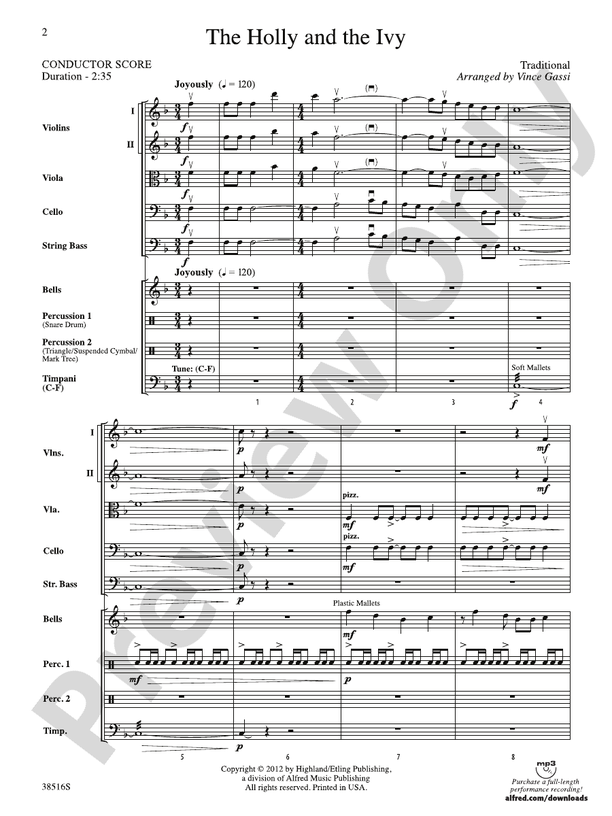 The Holly and the Ivy: String Orchestra Conductor Score & Parts ...