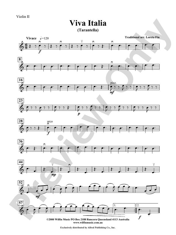 Viva Italia (Tarentella): 2nd Violin: 2nd Violin Part - Digital Sheet Music Download