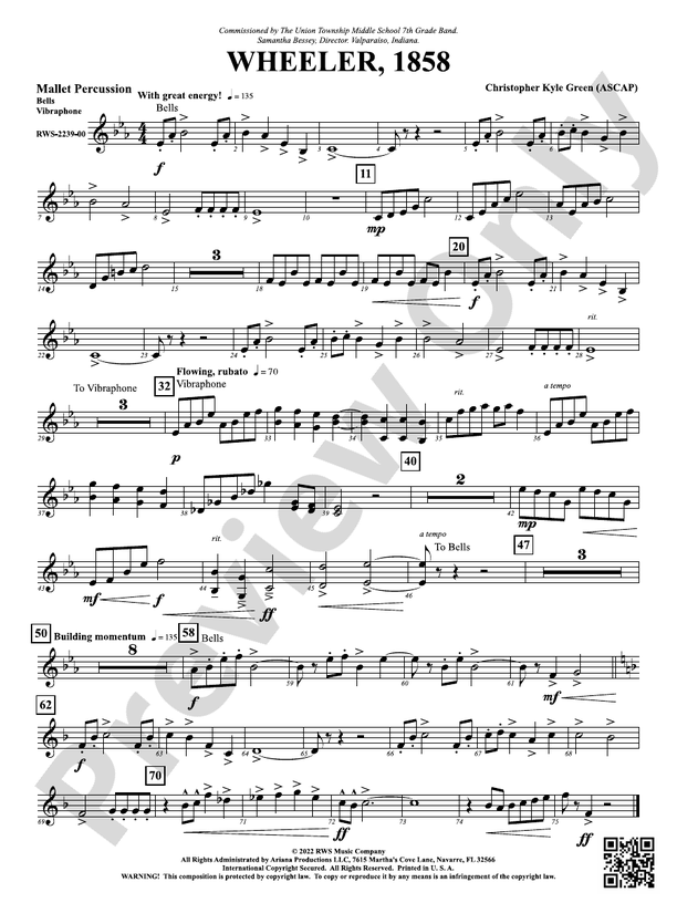 Wheeler, 1858: 1st Mallet Percussion: 1st Mallet Percussion Part ...