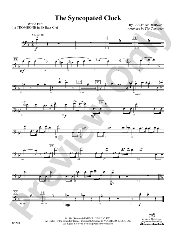 The Syncopated Clock: (wp) 1st B-flat Trombone B.C.: (wp) 1st B-flat ...