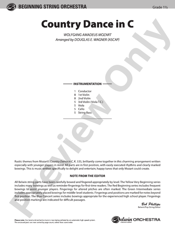 Country Dance in C: Score: String Orchestra Score - Digital Sheet Music ...