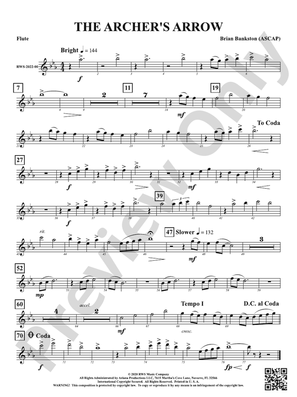 The Archer's Arrow: 1st Flute: 1st Flute Part: Brian Bankston - Digital ...