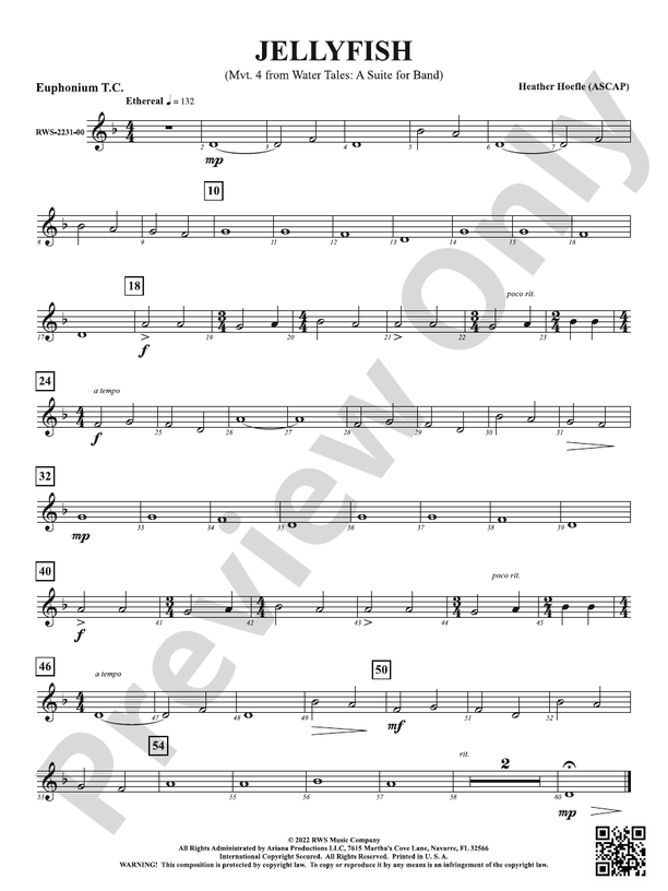 Jellyfish - Mvt. 4 from Water Tales: A Suite for Band: Baritone T.C ...