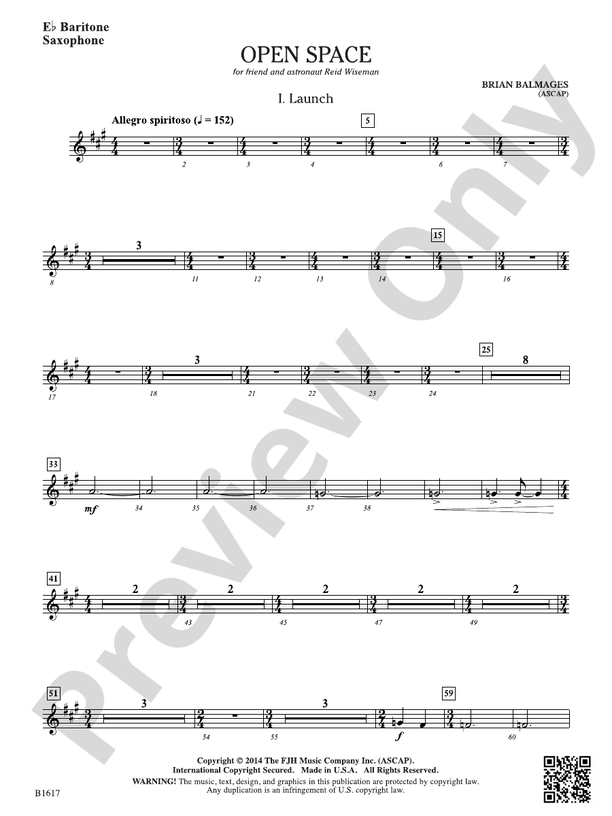 Open Space: E-flat Baritone Saxophone: E-flat Baritone Saxophone Part: Brian Balmages - Digital ...