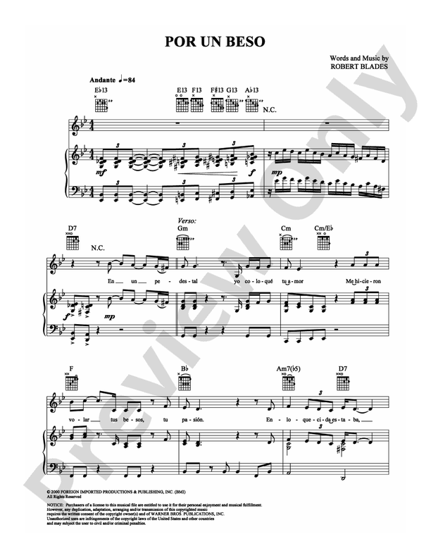 Por un Beso: Piano/Vocal/Chords: Gloria Estefan - Digital Sheet Music ...