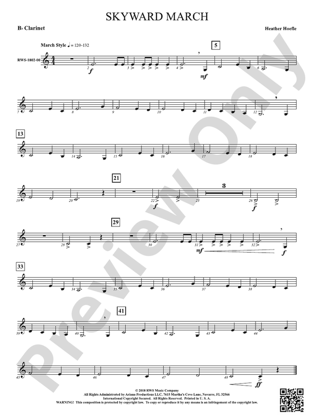 Skyward March: 1st B-flat Clarinet: 1st B-flat Clarinet Part: Heather Hoefle - Digital Sheet ...