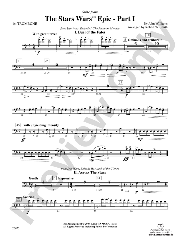Suite from the Star Wars Epic -- Part I: 1st Trombone: 1st Trombone ...