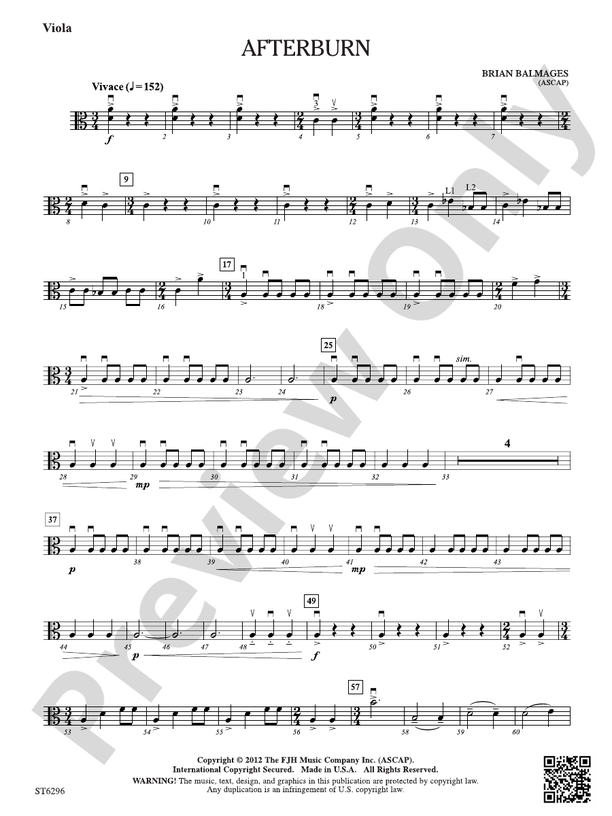 Afterburn: Viola: Viola Part: Brian Balmages - Digital Sheet Music Download