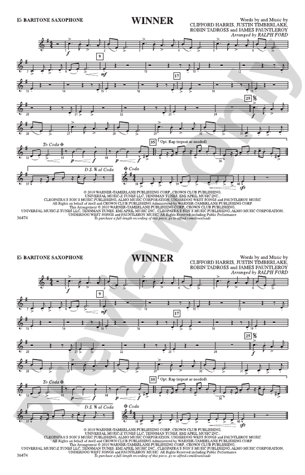 Winner: E-flat Baritone Saxophone: E-flat Baritone Saxophone Part ...