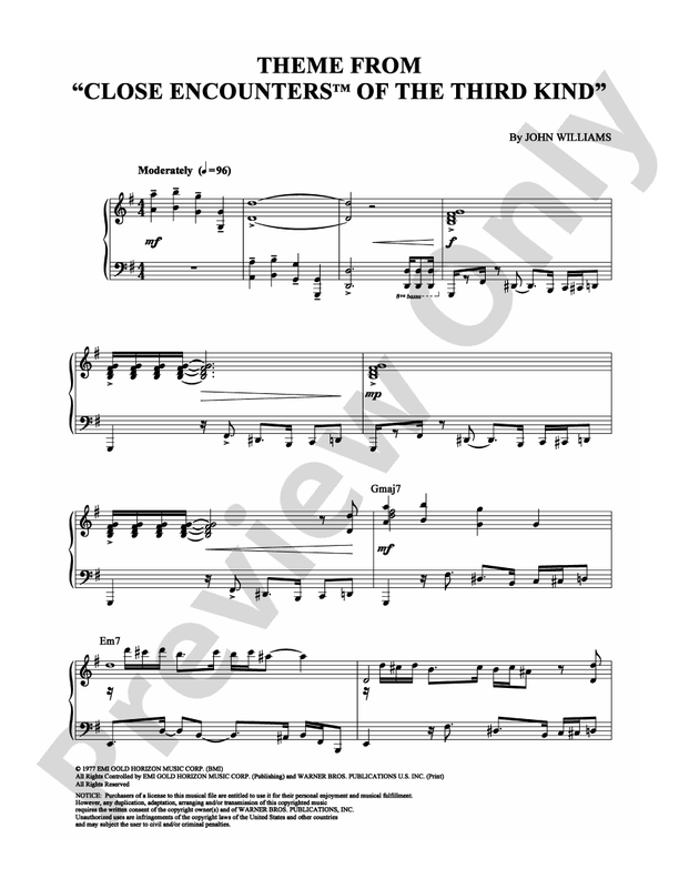 Close Encounters of the Third Kind (theme): Piano: John Williams ...