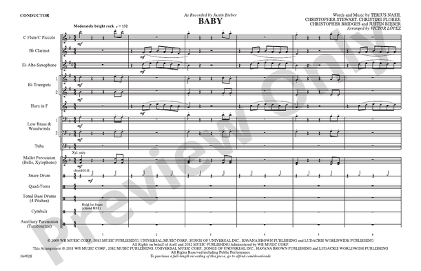 Baby: Score: Marching Band Score - Digital Sheet Music Download