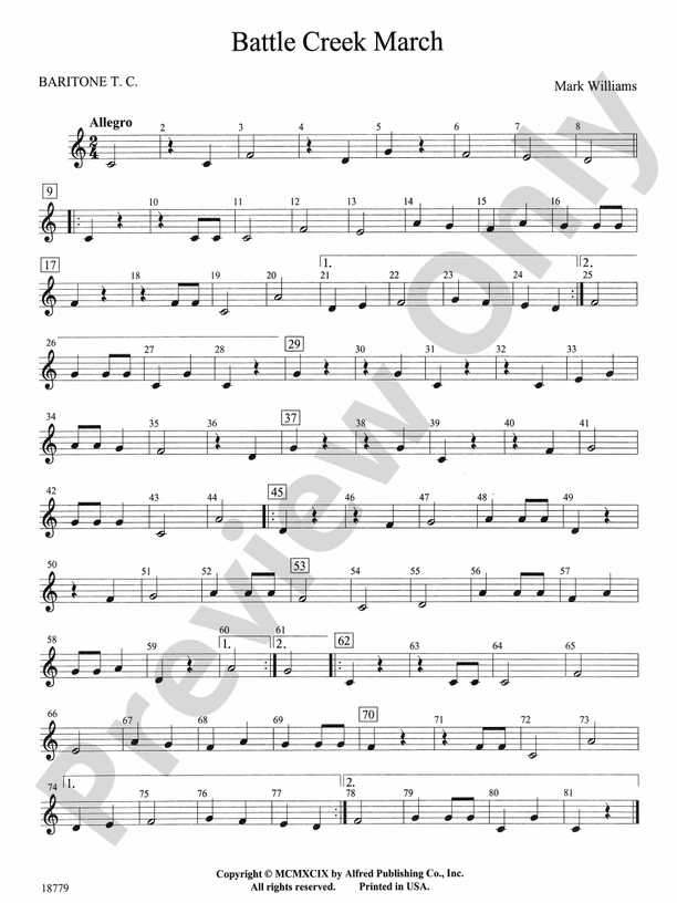 Battle Creek March: Baritone T.C.: Baritone T.C. Part - Digital Sheet Music Download