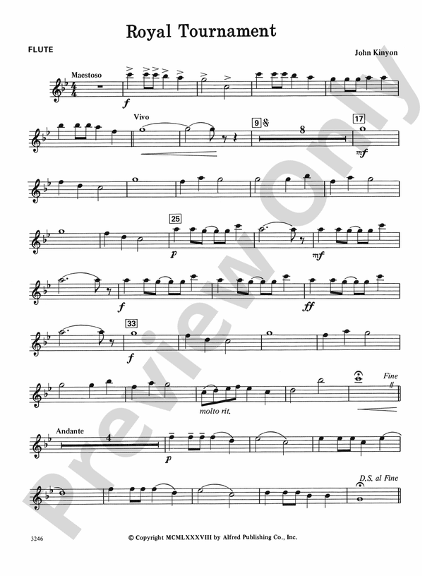 Royal Tournament: Flute: Flute Part - Digital Sheet Music Download